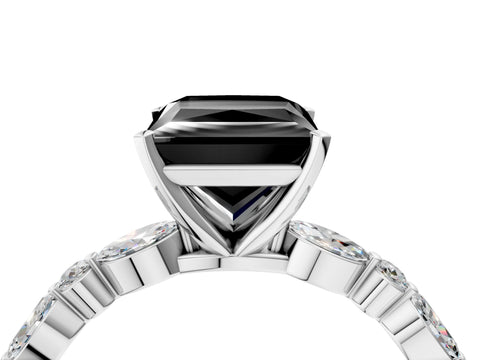 Dynamic Name Silver Fancy Black Princess Cut Diamond Ring with Marquis
